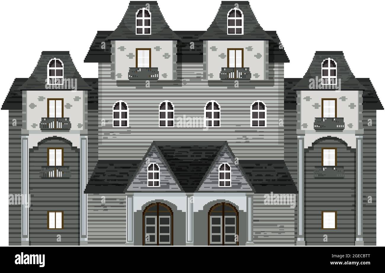 Isolated haunted mansion facade illustration Stock Vector Image & Art ...