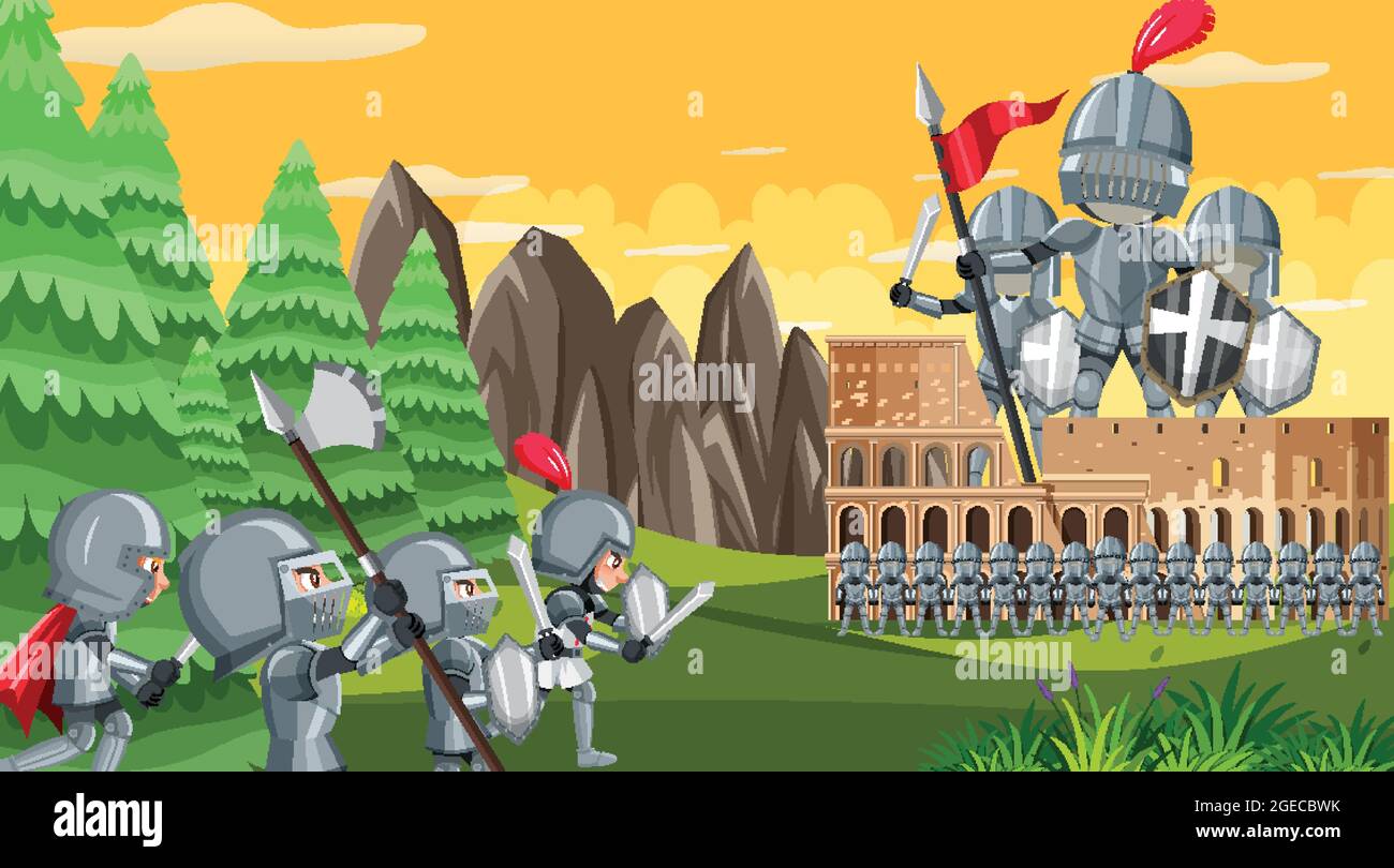 Knight ancient army fighting for kingdom illustration Stock Vector ...