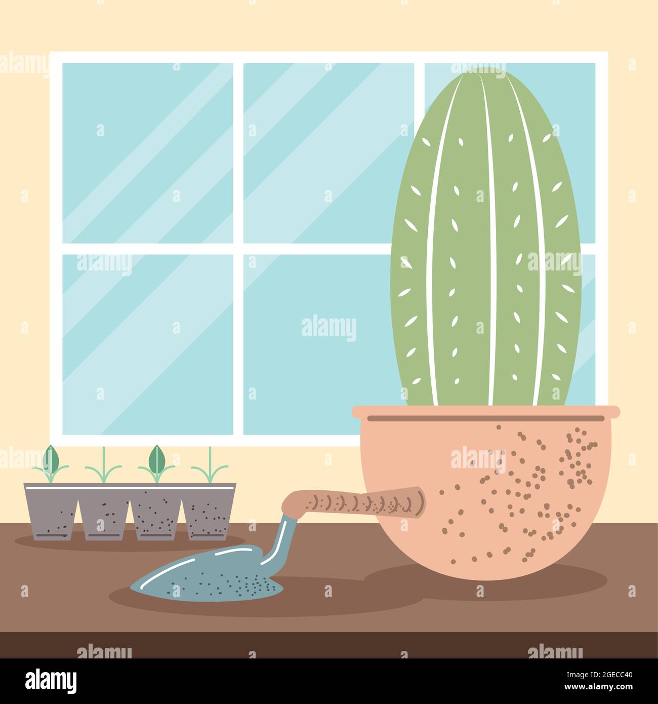 cactus in a pot and tool Stock Vector Image & Art - Alamy