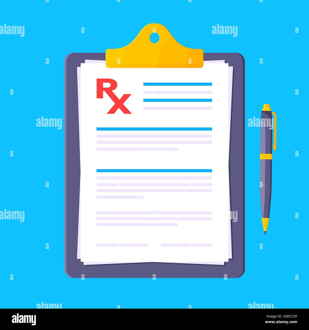 Medical rx form prescription on clipboard flat style design vector ...