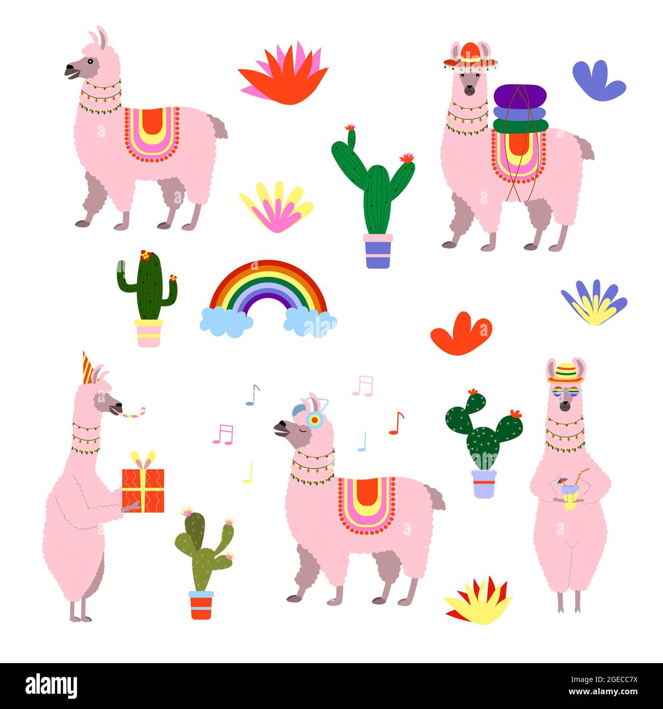 Cute Cartoon Llamas