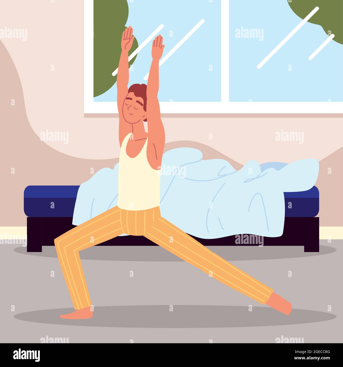 man wake up and stretching Stock Vector Image & Art - Alamy