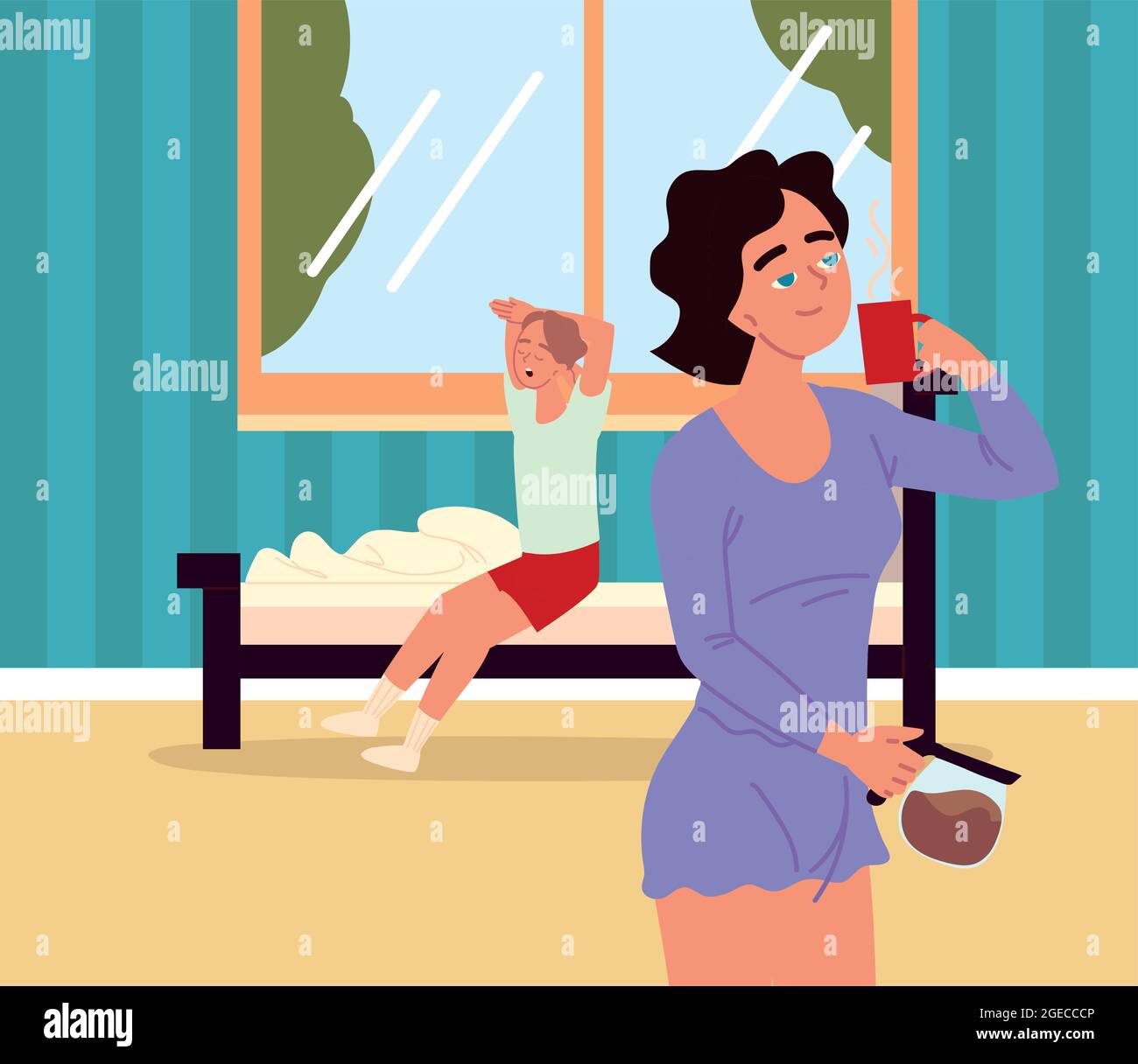 couple morning routine Stock Vector Image & Art - Alamy