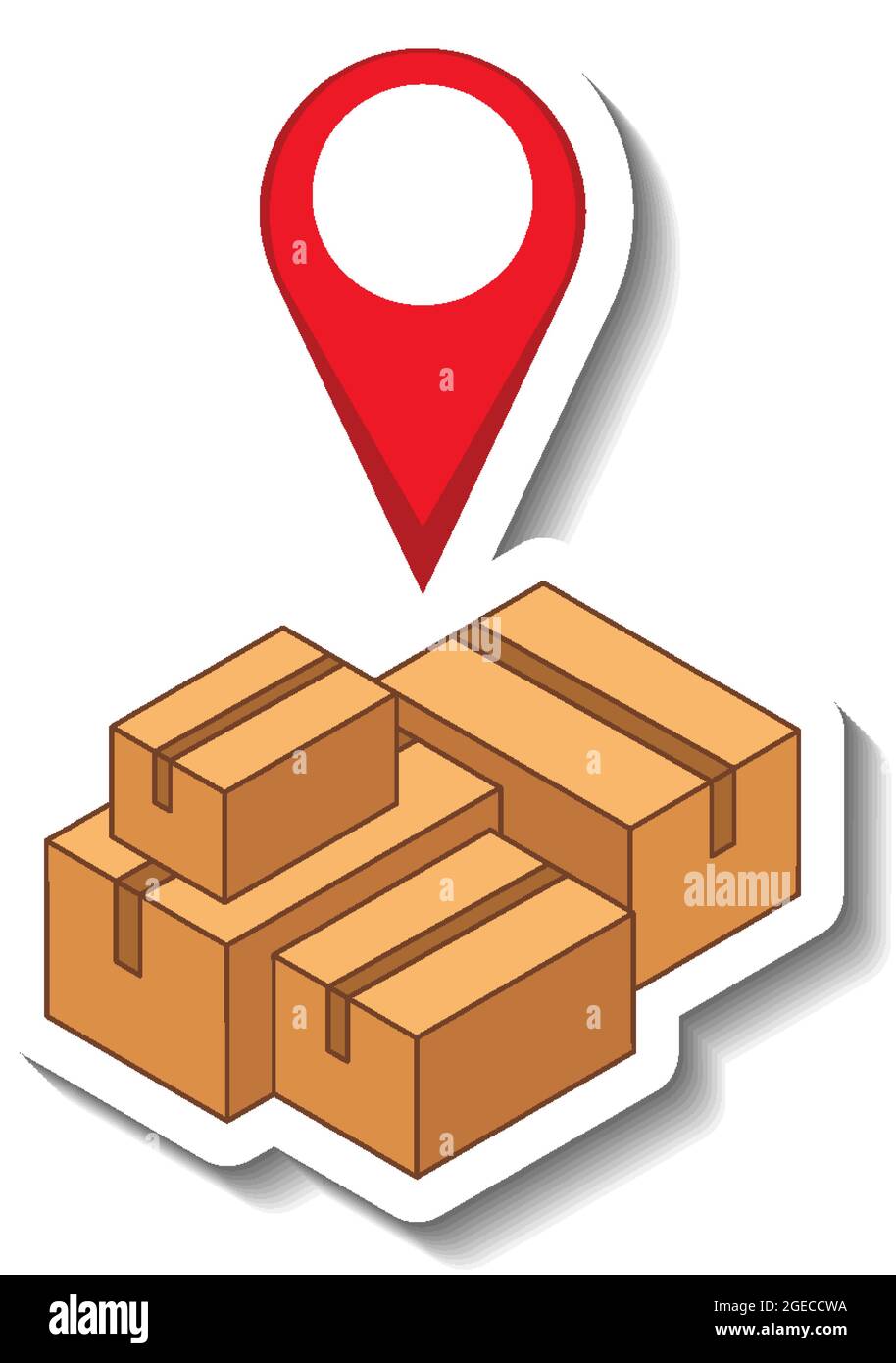 A sticker template with location pin on many boxs isolated illustration ...