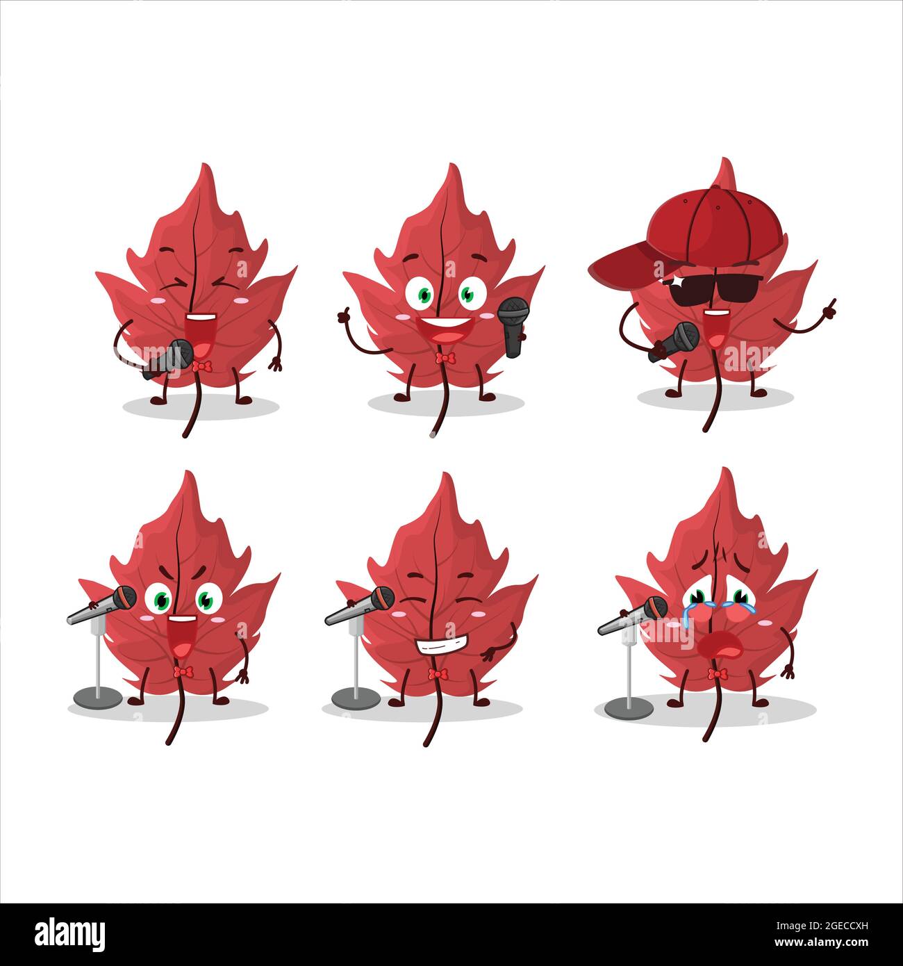 A Cute Cartoon design concept of red autumn leaf singing a famous song ...