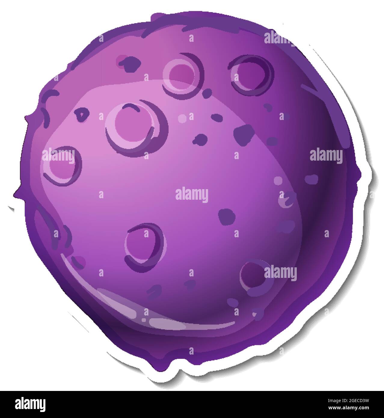 Sticker template with purple asteroid isolated illustration Stock ...