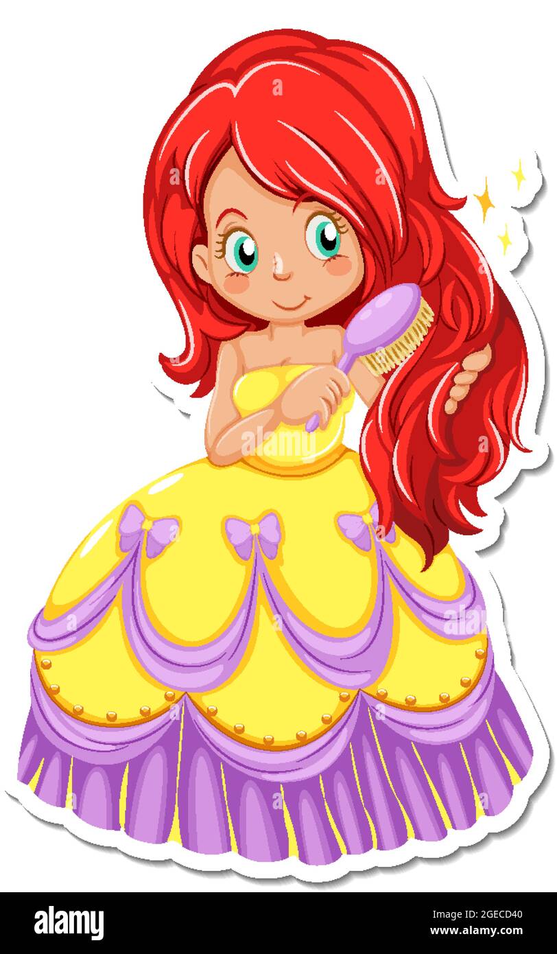 Beautiful princess cartoon character sticker illustration Stock Vector ...
