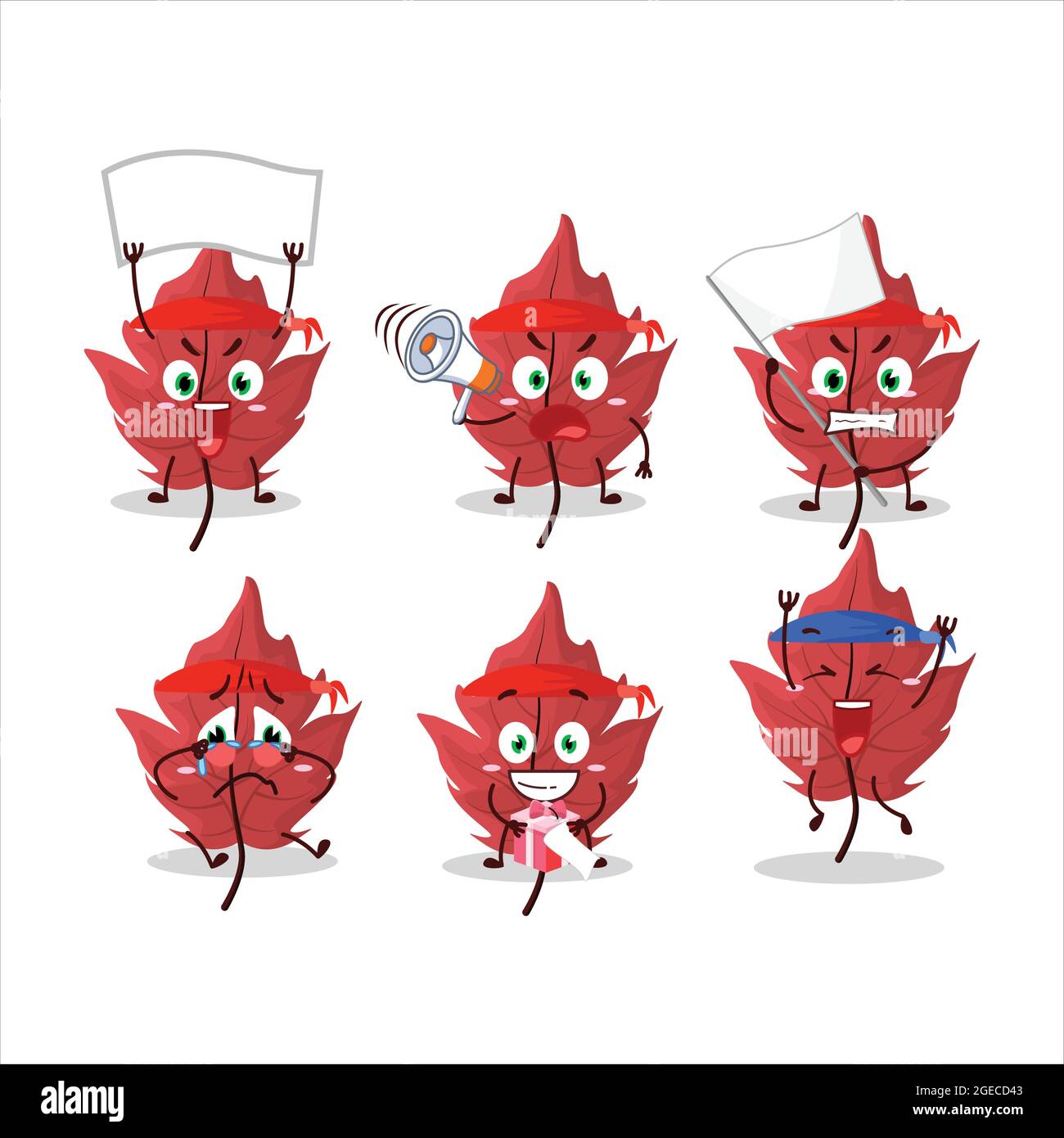 Mascot design style of red autumn leaf character as an attractive ...