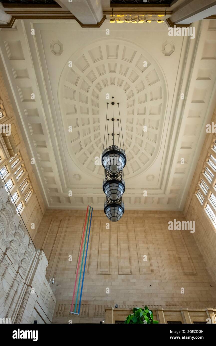 detail of the ceiling of the main hall of the railway station in ...