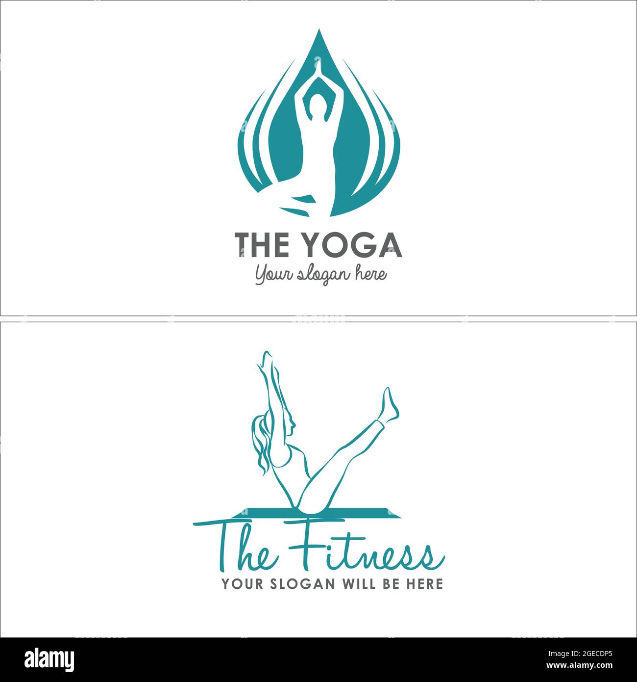 Physical fitness with icon yoga pose logo design Stock Vector Image ...