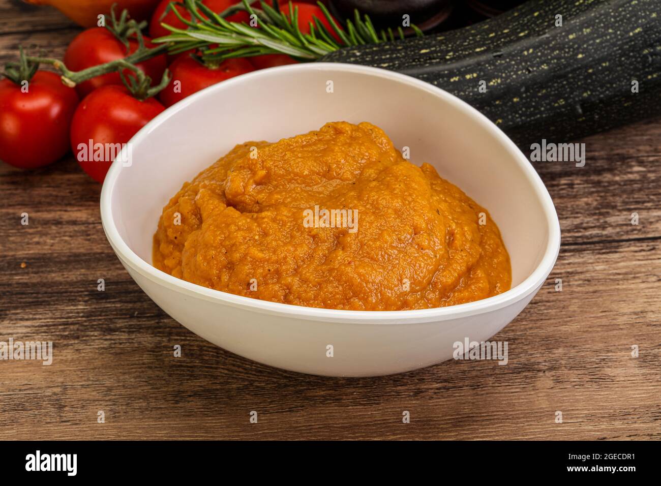 Vegetarian cuisine - Zucchini puree with herbs and spices Stock Photo ...