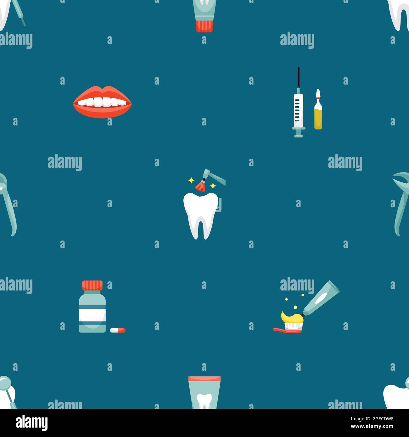 Vector seamless pattern with dentistry icons. Dental background Stock ...