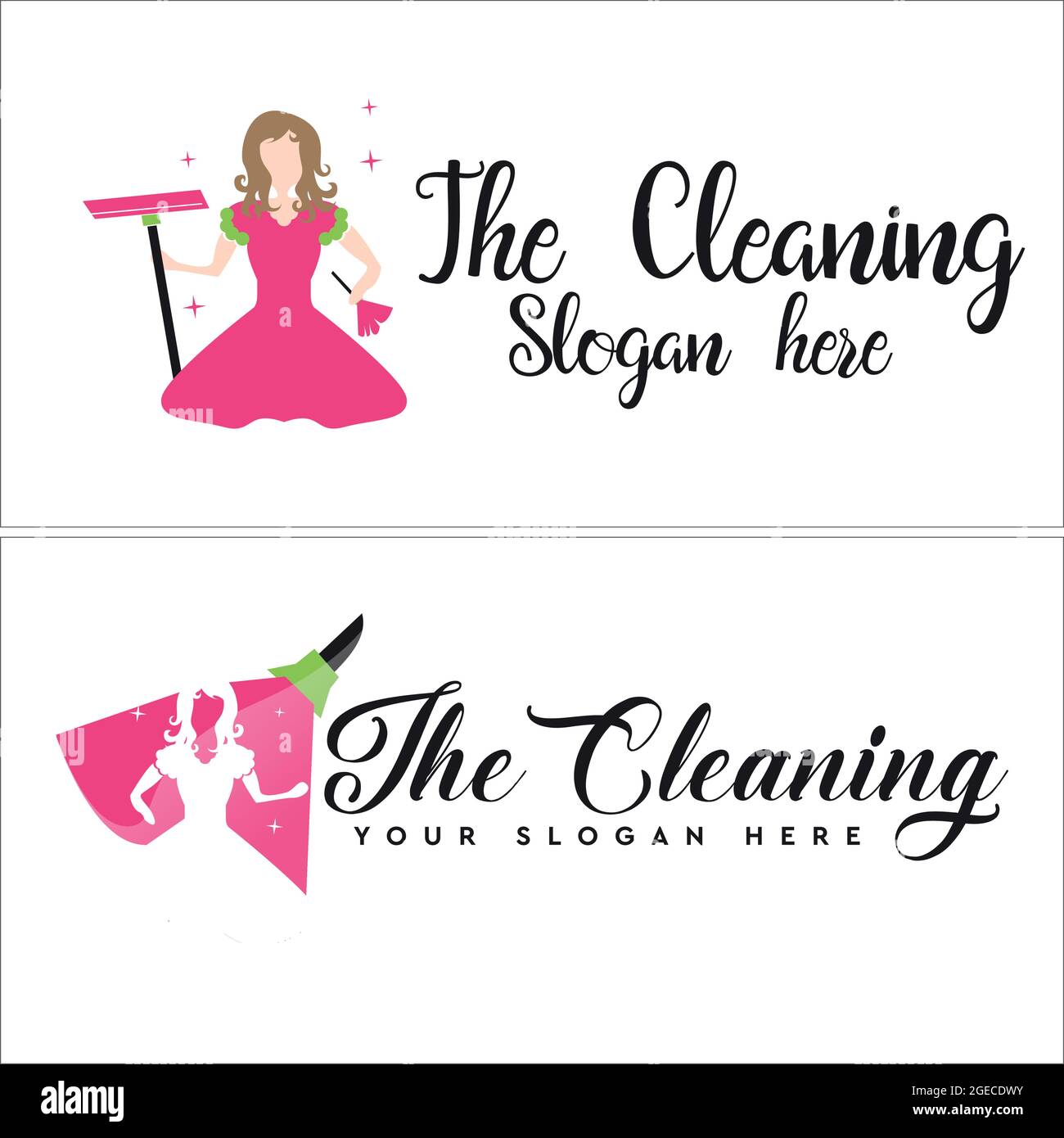 Illustration vector housekeeper with woman holding broom logo design ...
