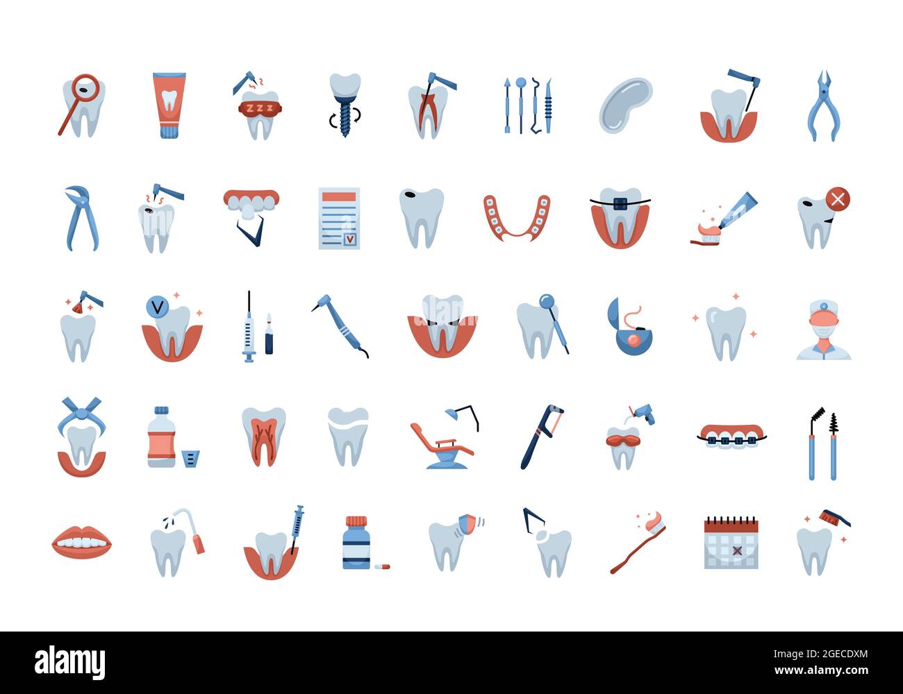 Vector set with flat color dentistry icons Stock Vector Image & Art - Alamy
