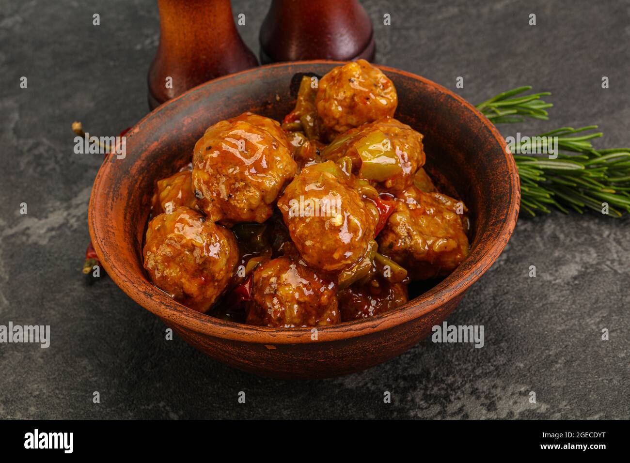 Minced Meat ball in tomato sauce Stock Photo - Alamy
