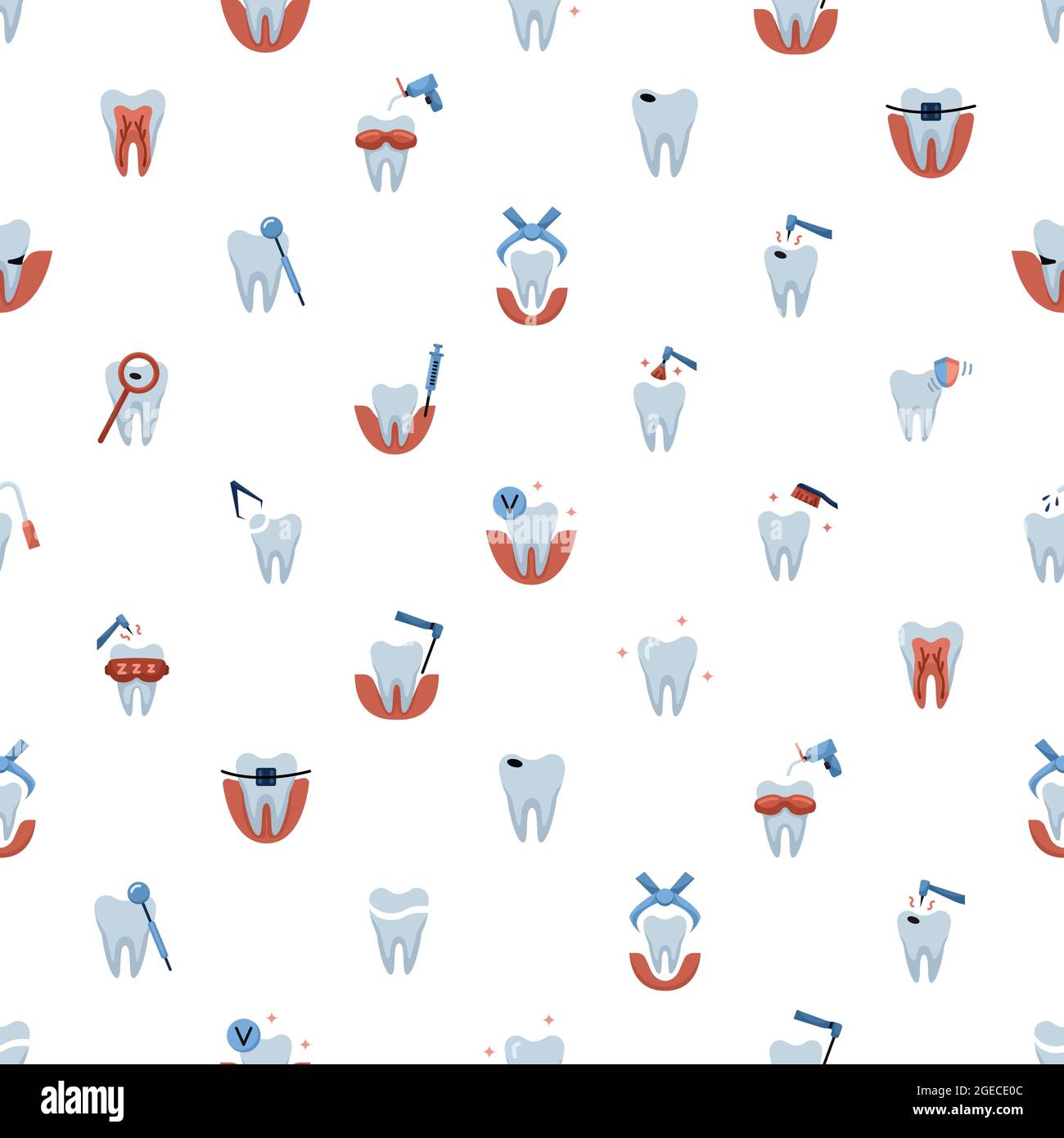 Vector seamless pattern with dentistry icons. Dental background Stock ...