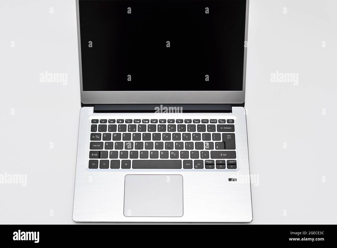 Portable modern computer laptop with black screen, touchpad and ...