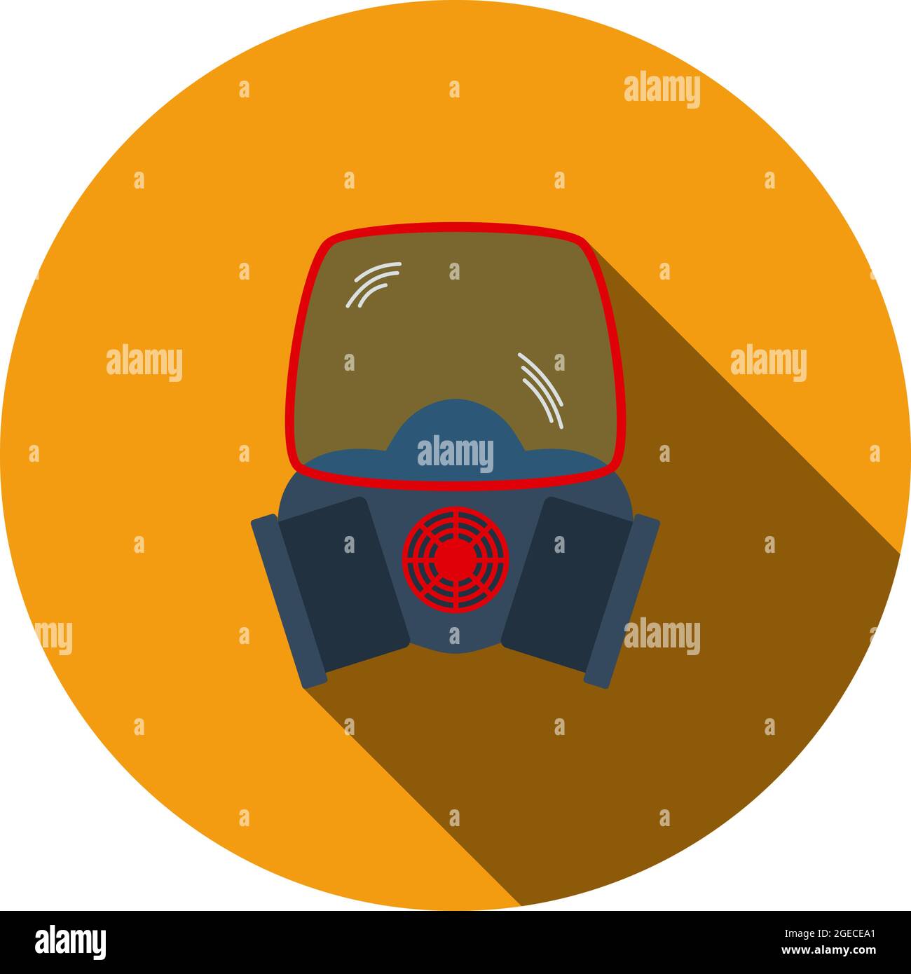 Fire Mask Icon. Flat Circle Stencil Design With Long Shadow. Vector ...