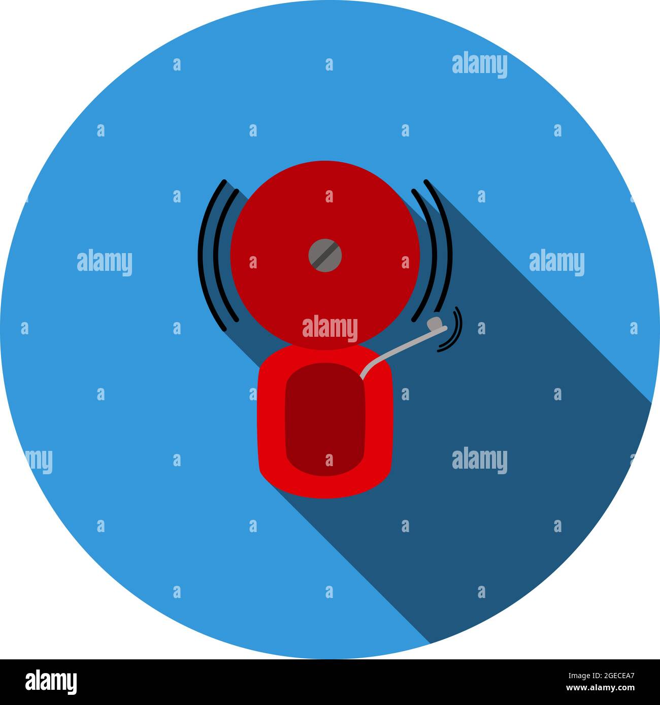Fire Alarm Icon. Flat Circle Stencil Design With Long Shadow. Vector ...