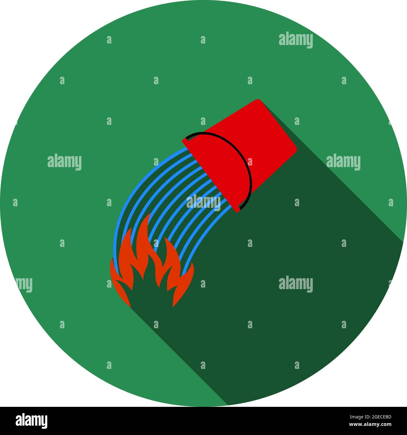Fire Bucket Icon. Flat Circle Stencil Design With Long Shadow. Vector ...