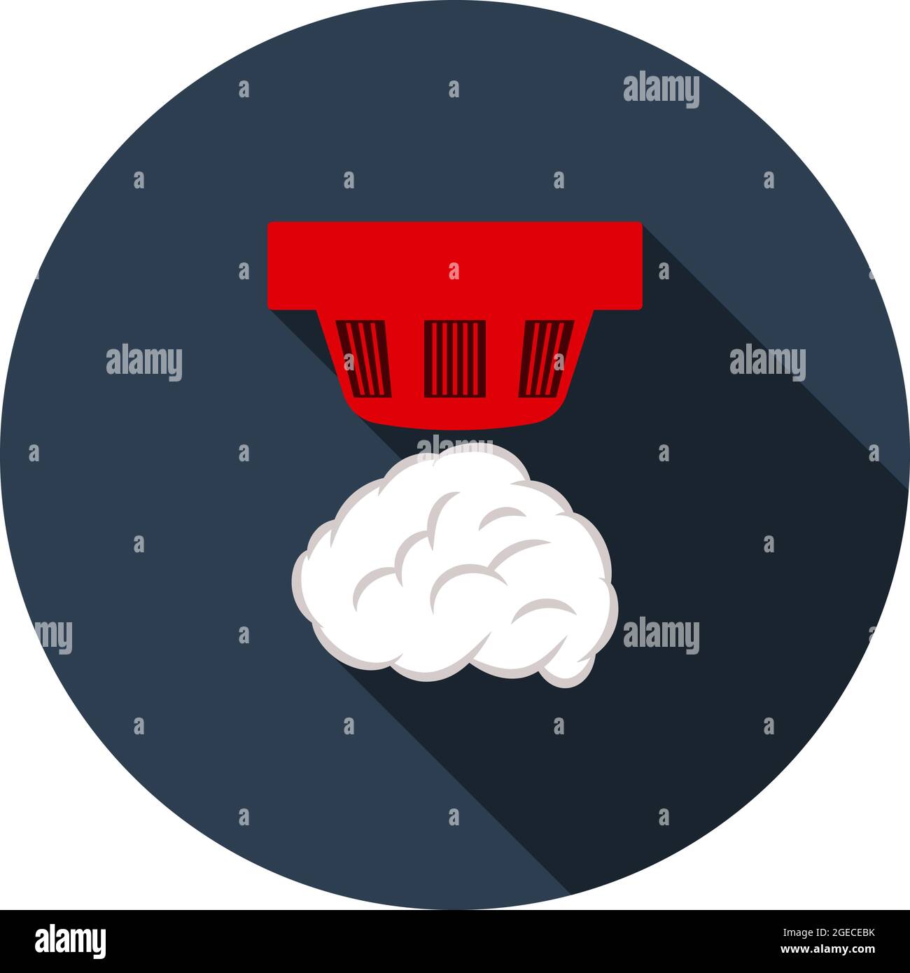 Smoke Sensor Icon. Flat Circle Stencil Design With Long Shadow. Vector ...