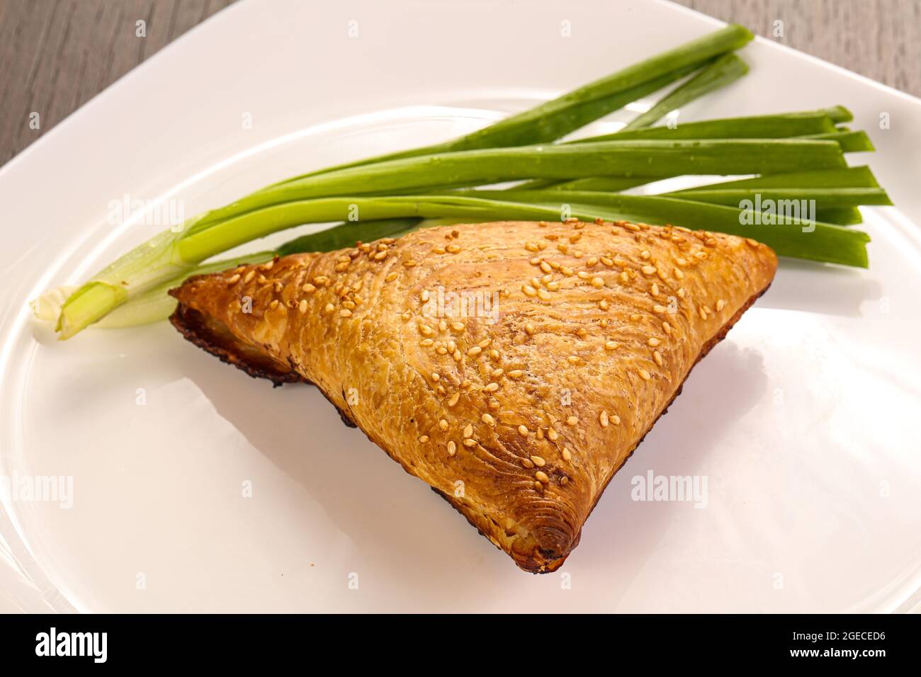 Asian Samosa pie with meat and onion Stock Photo - Alamy