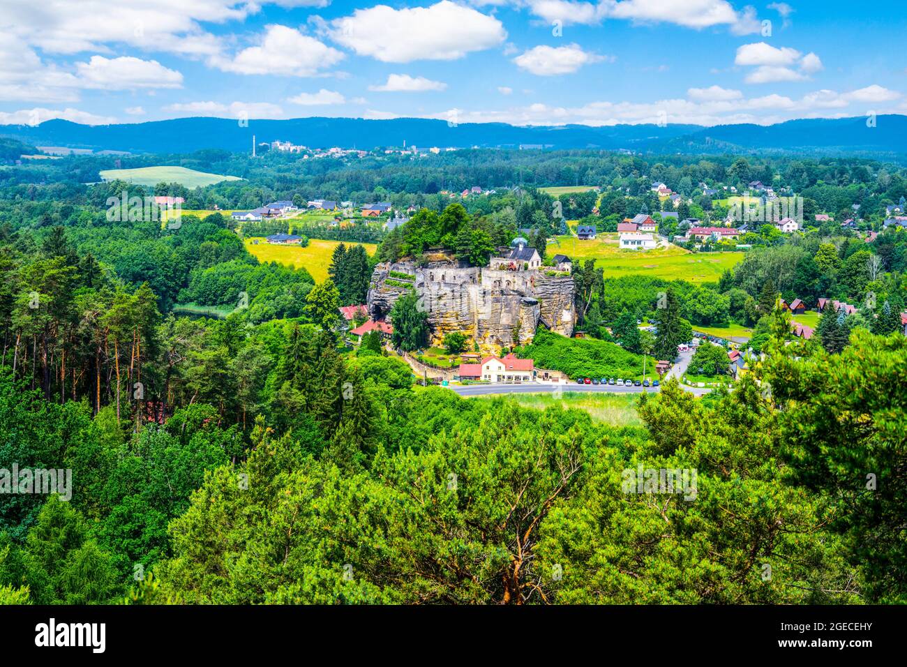 Aerial view of Sloup v Cechach Castle Ruins, Czech Republic Stock Photo ...