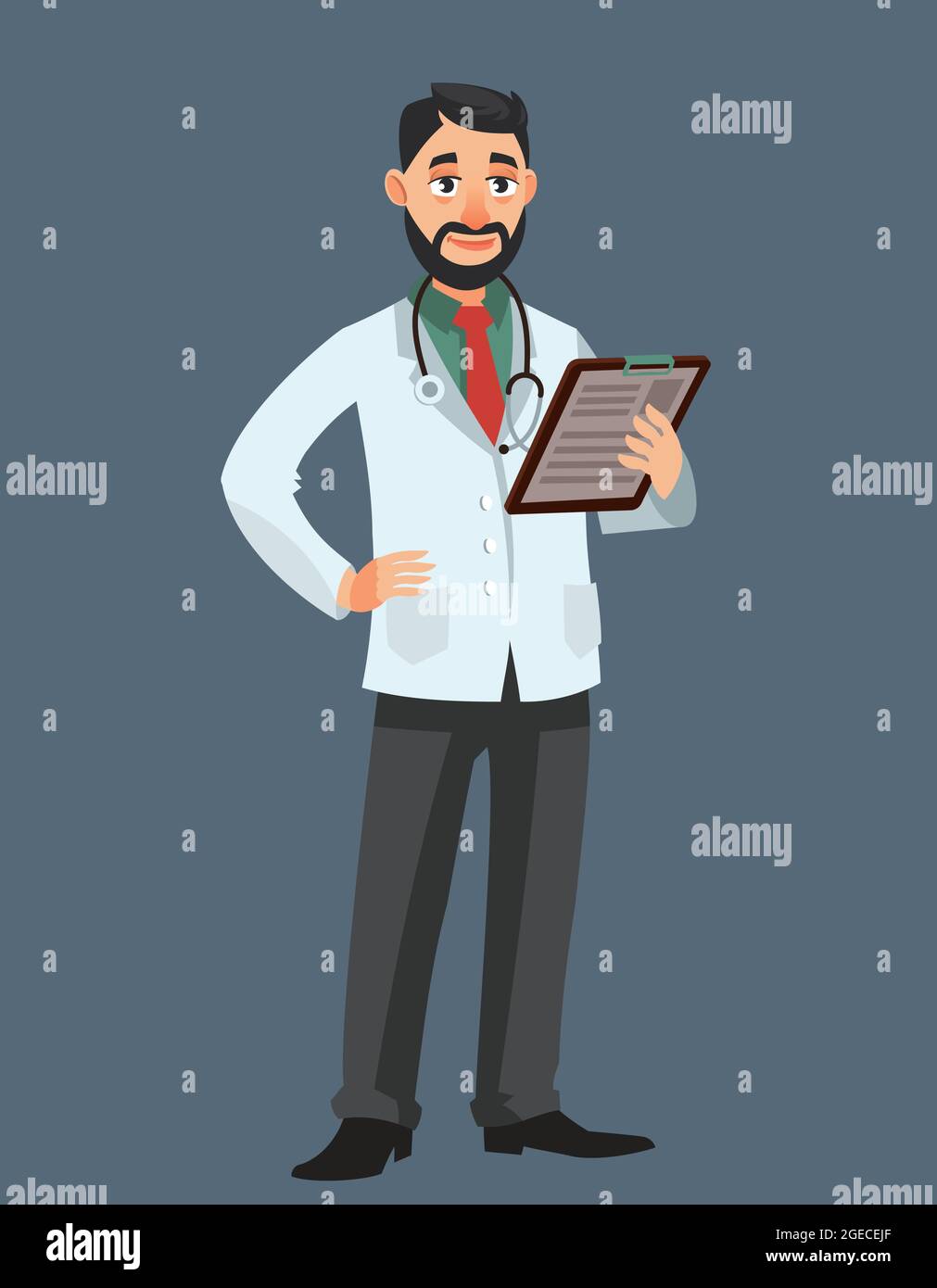 Doctor holding paper tablet. Man in cartoon style Stock Vector Image ...