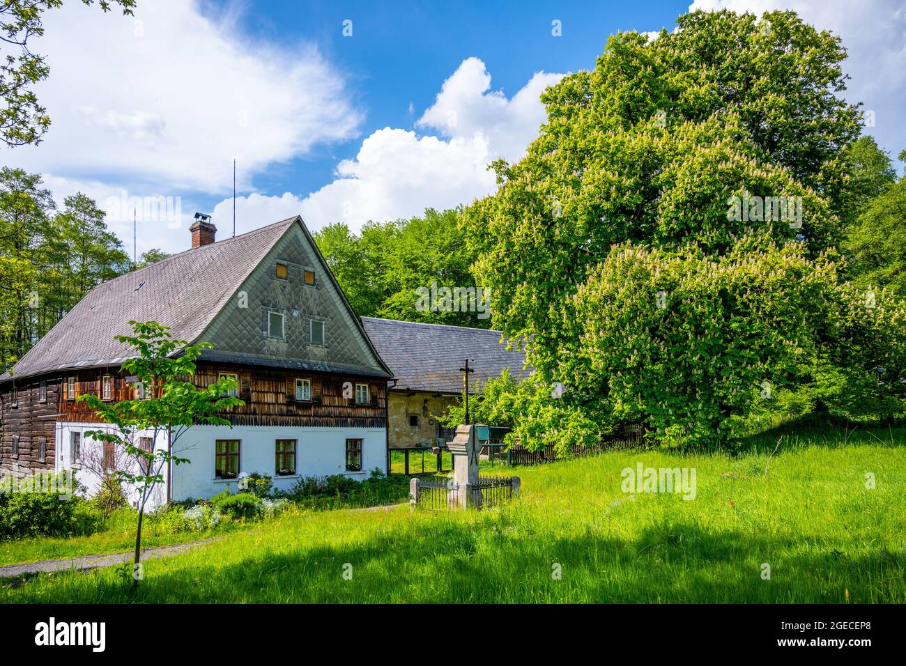 Old medieval mill in rural nature country. Czech rustic architecture ...