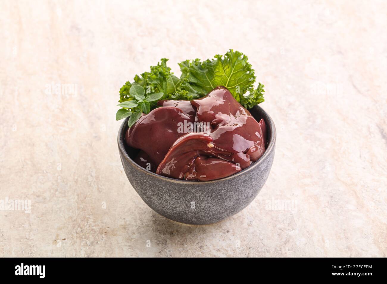 Raw chicken liver in the bowl for cooking Stock Photo - Alamy