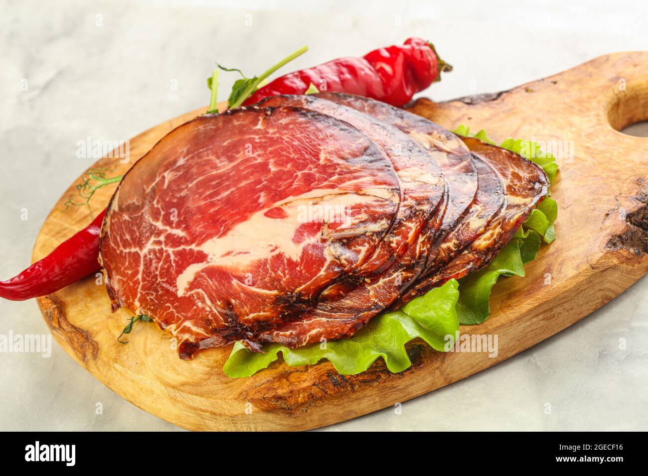 Delicous Italian Dried pork neck meat snack Stock Photo - Alamy