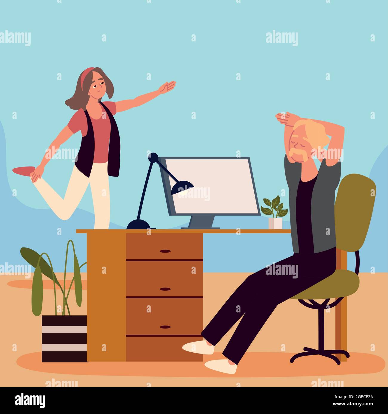 people doing stretching active break Stock Vector Image & Art - Alamy