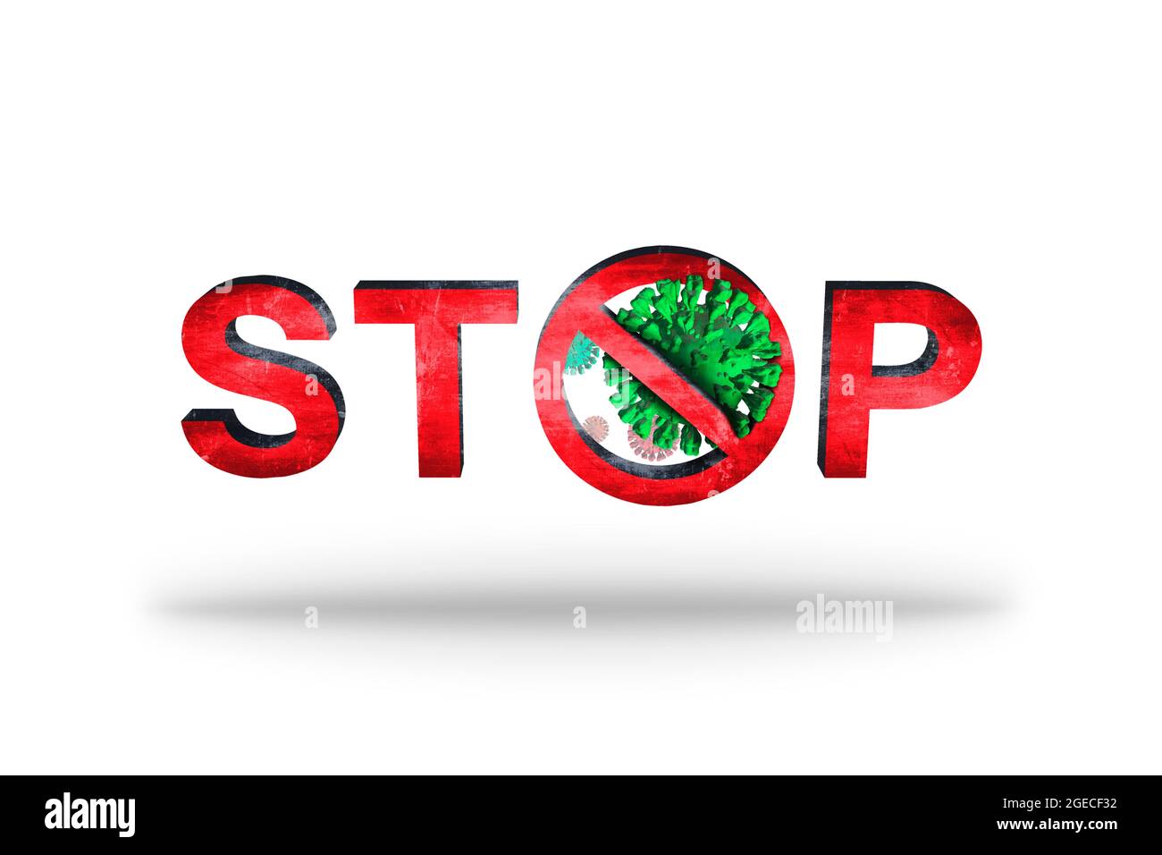 Stop coronavirus. Coronavirus stop sign with corona bacteria 3D ...