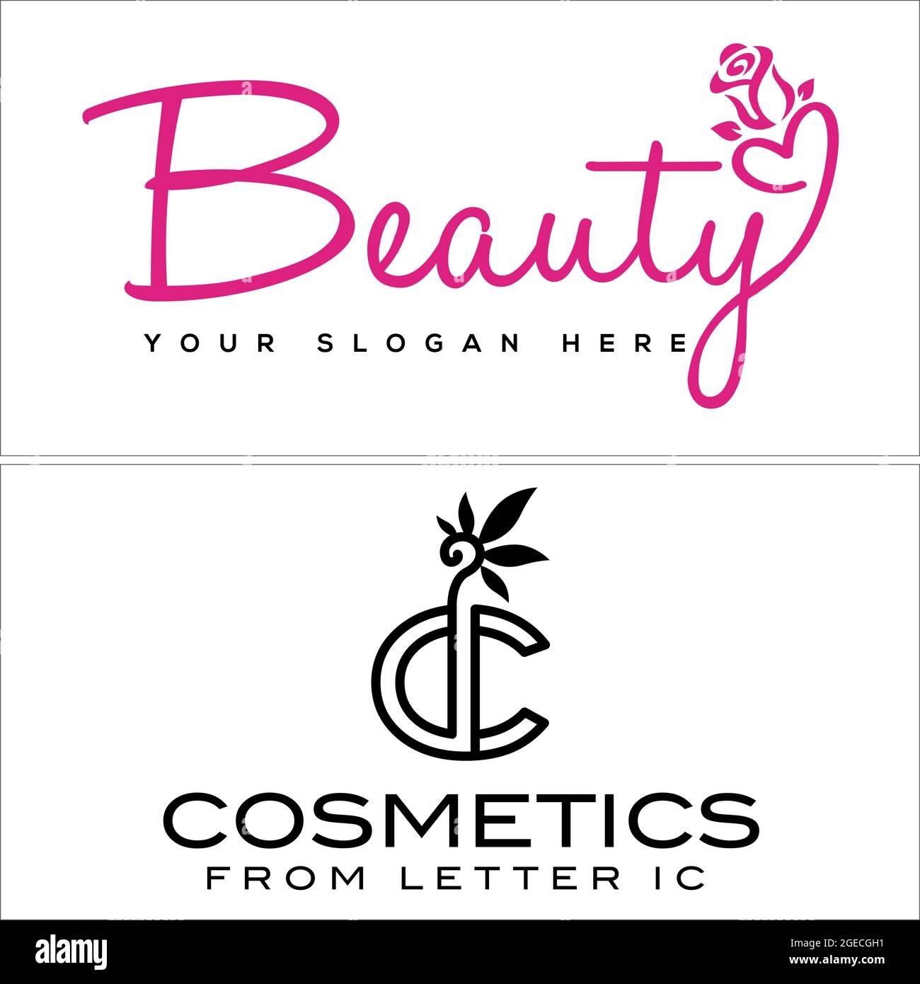Beauty cosmetics salon spa skin care with rose flower leaf initial ...