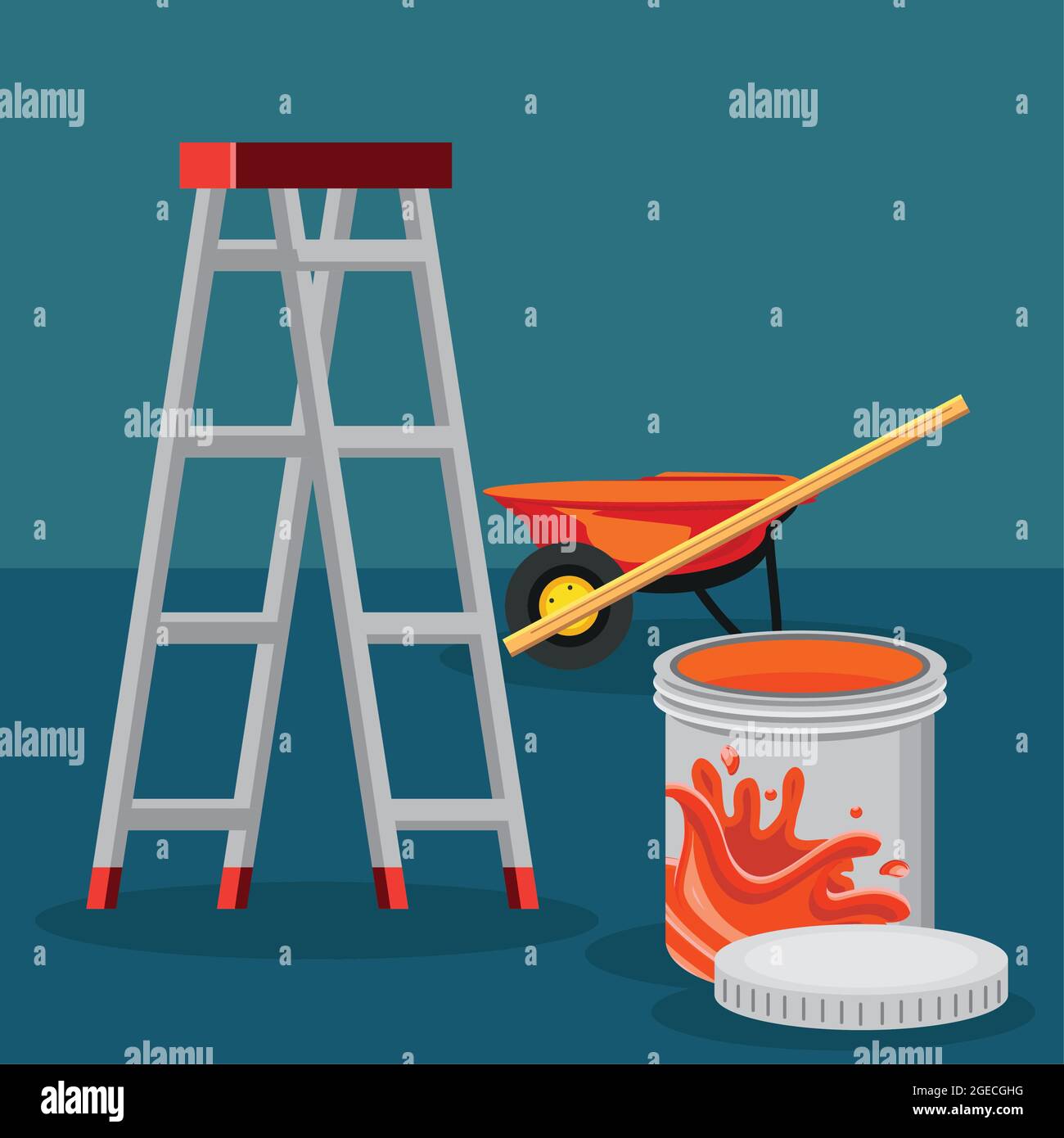 renovation ladder paint bucket Stock Vector Image & Art - Alamy