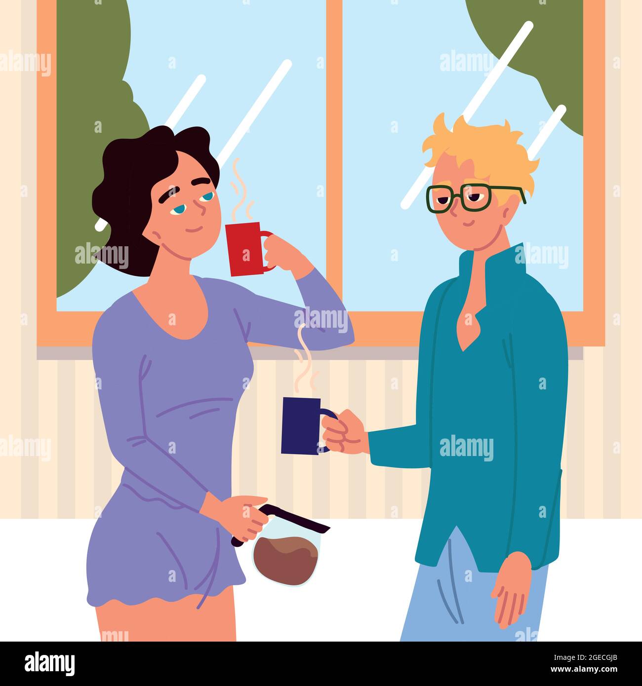 couple taking a cup coffee Stock Vector Image & Art - Alamy