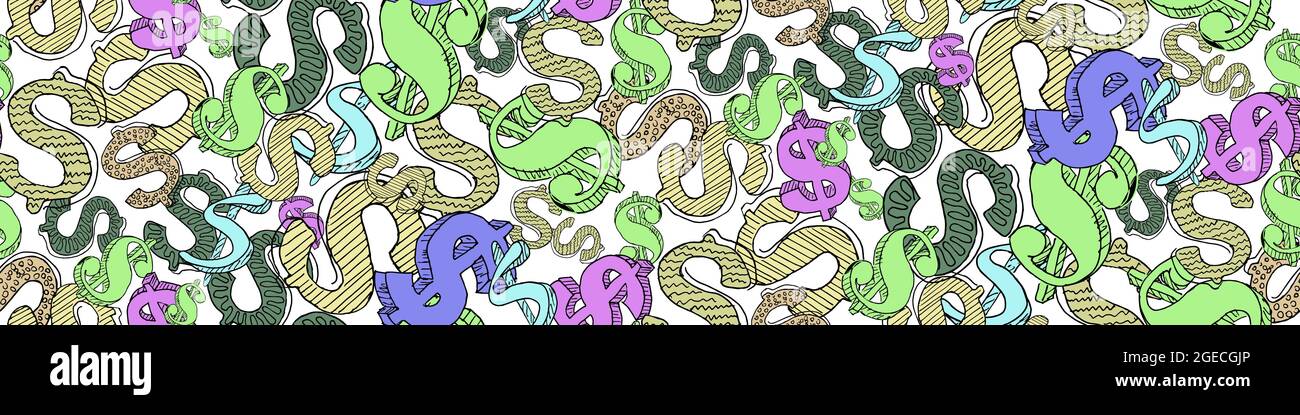 Seamless Pattern of the symbols of dollar currency on white background ...