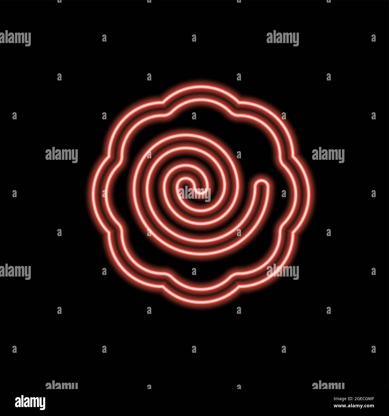 Narutomaki or kamaboko surimi vector outline icon neon color in black ...