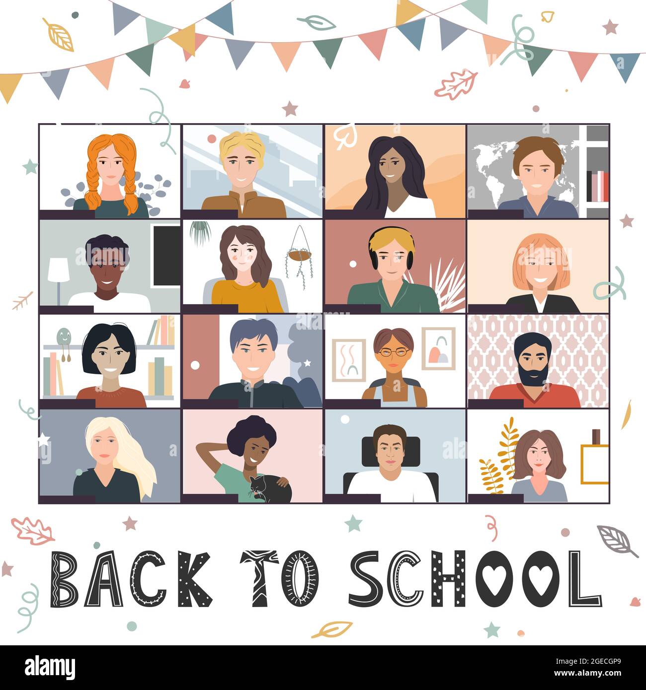 Back to online school vector background. Welcome back to school concept ...