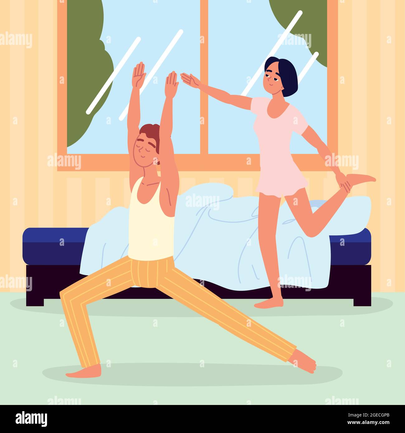 Bed making woman Stock Vector Images - Alamy