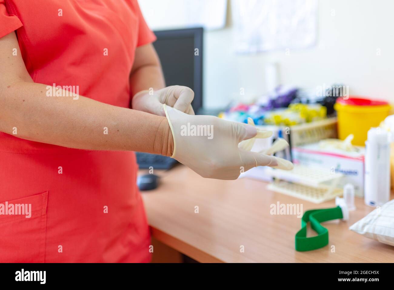 doc ready with gloves in the laboratory clinic hospital virology ...