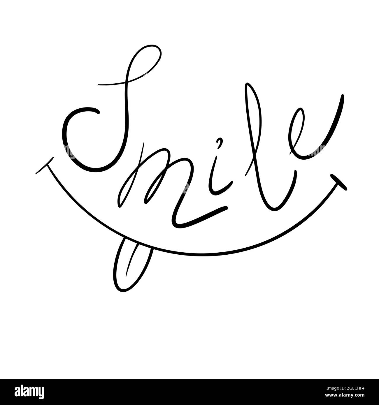 Smile lettering isolated on white background. Handwritten word. Vector ...