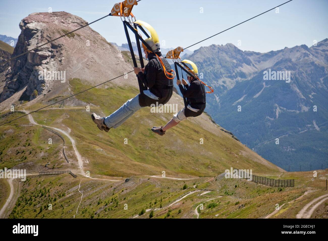 The Ski resort Serre Chevalier's giant zipline allows a 1.1 km-long and ...