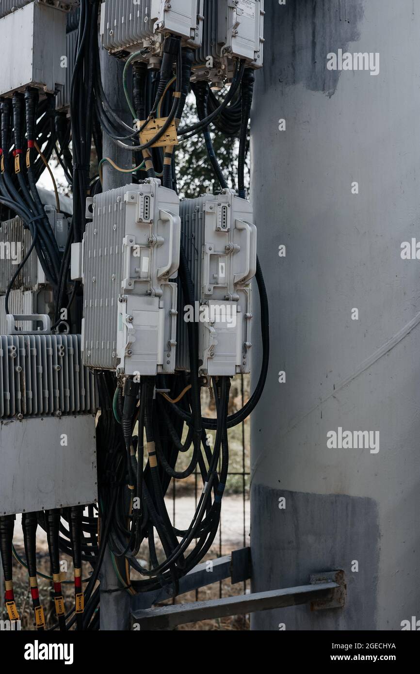 detailed view of 5G equipped telecommunication tower Stock Photo - Alamy