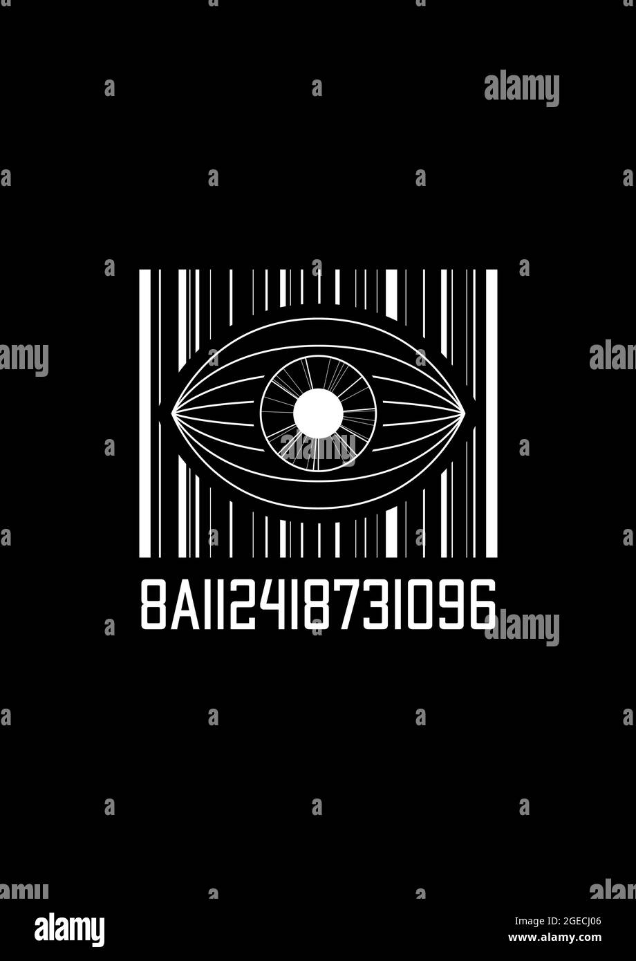 Barcode with an eye t-shirt and apparel design. Conspiracy theory ...