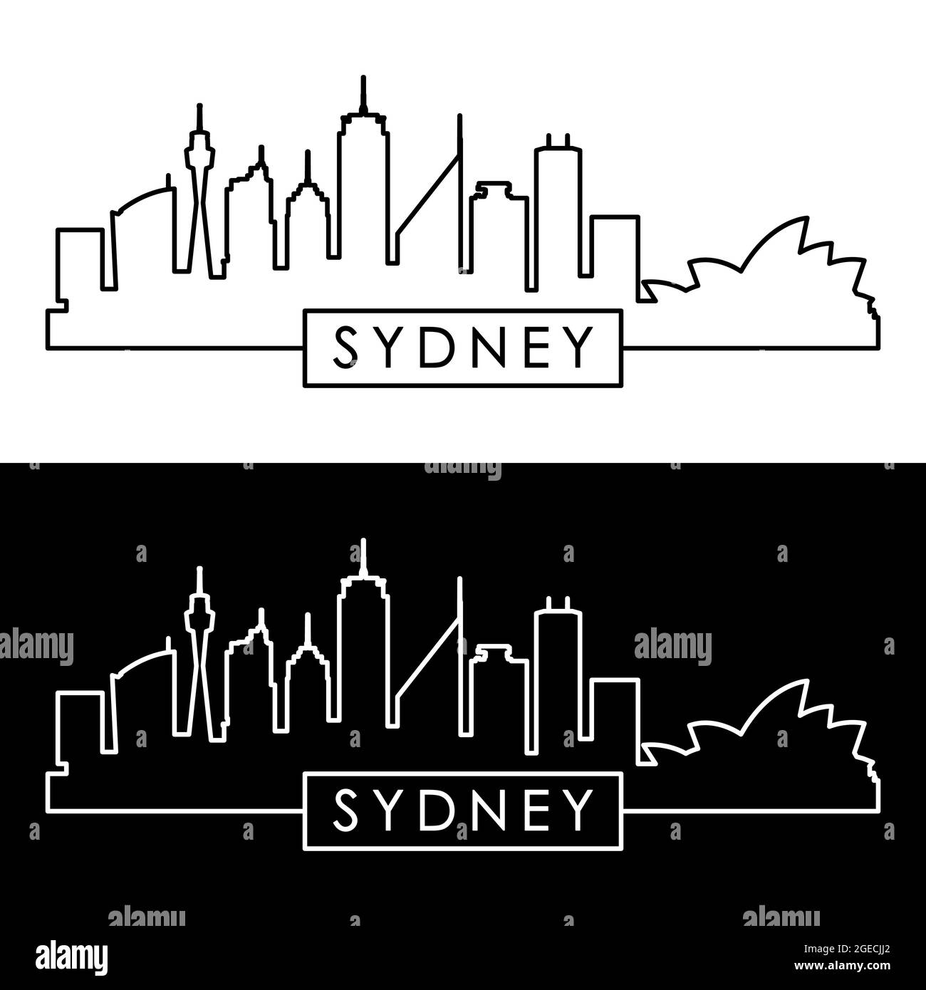 Sydney skyline. Linear style. Editable vector file Stock Vector Image ...