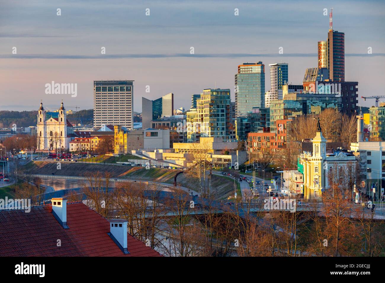 A view of the historical center of Vilnius from the hill. Lithuania ...