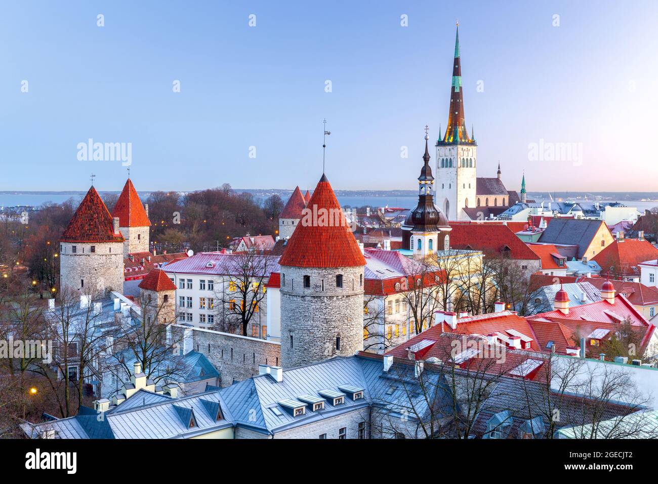 Scenic aerial view of the historic city center. Tallinn. Estonia Stock ...