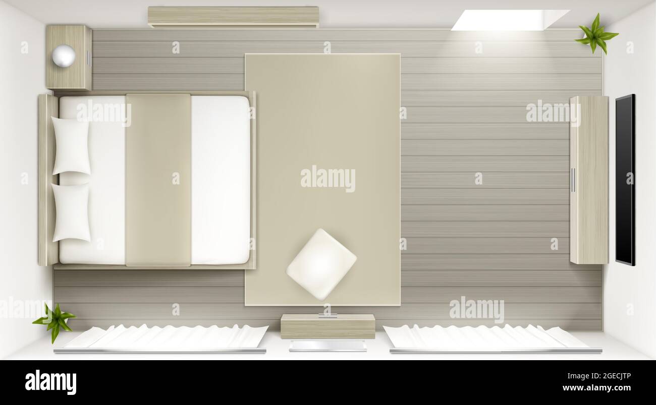 Bedroom interior top view, modern 3d home room Stock Vector Image & Art ...