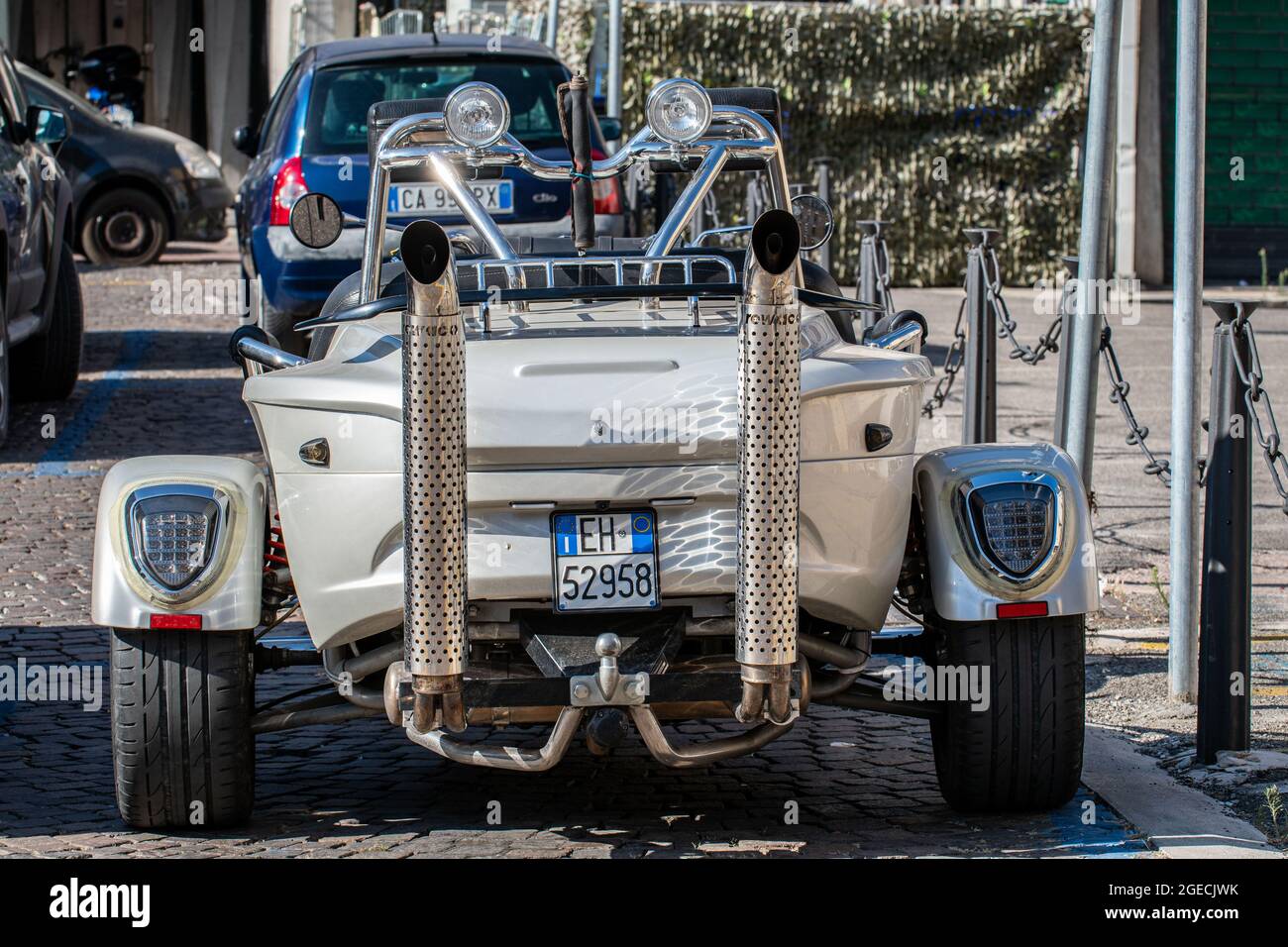 terni,italy august 19 2021:trike motorbike parked three wheeled ...